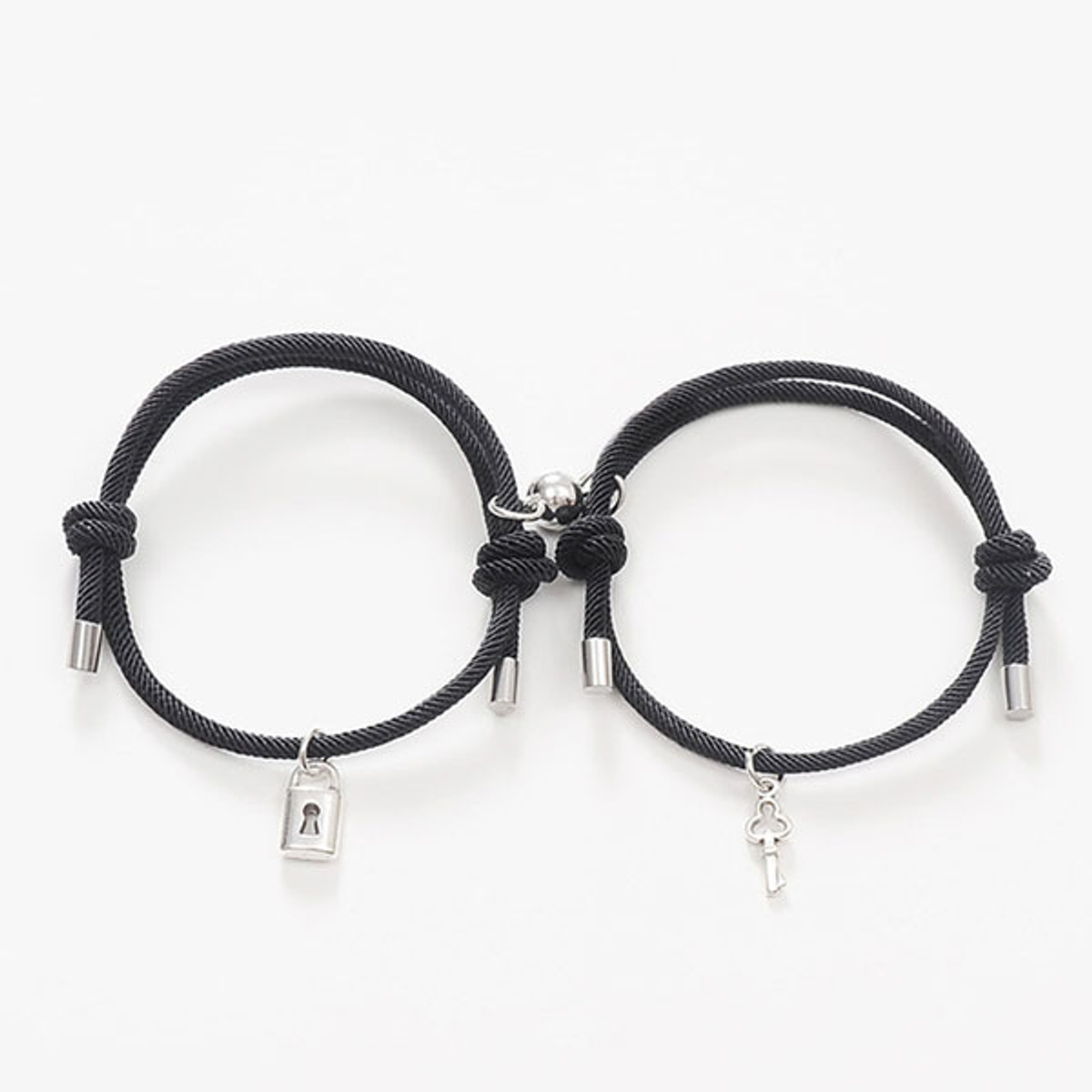 Pulseras lazo ajustable con imán, corazón y candado