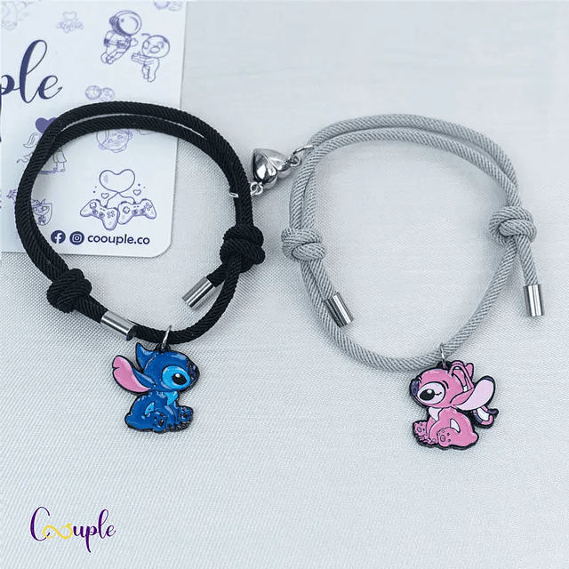 Pulseras lazo ajustable con imán de Wall-E y Eva para pareja
