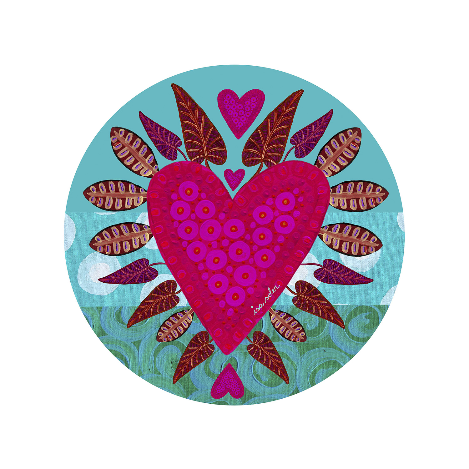 Set 6 Individuales Redondo Corazón Turquesa