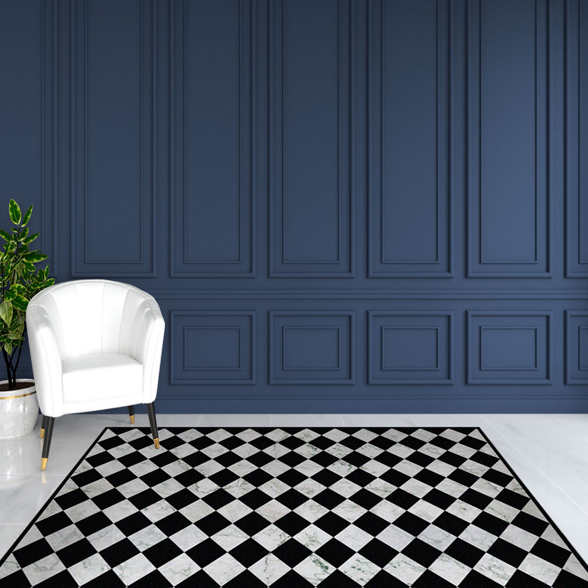 Rombo Dama Medium Marble- Alfombra Deco: DAVANTI