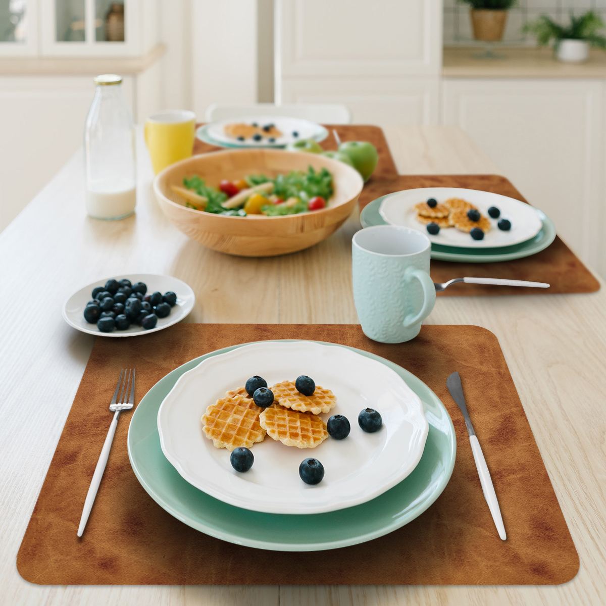 SET 6 INDIVIDUALES BLONDE TOBACCO RECTANGULAR