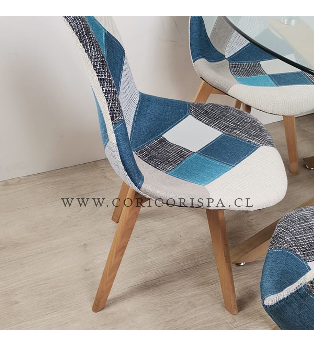 Pack 4 Sillas Patchwork Wood Celestoide