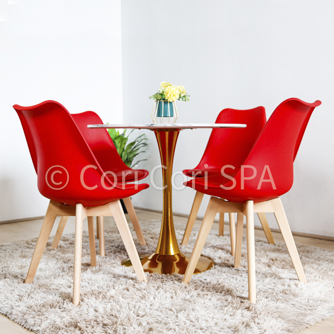 Comedor Mesa Tulip Gold 80cms + 4 Sillas Tulip