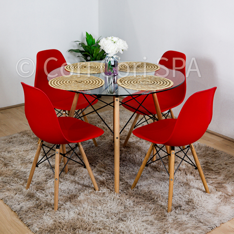 Comedor Diamante 80cms + 4 Sillas Eames