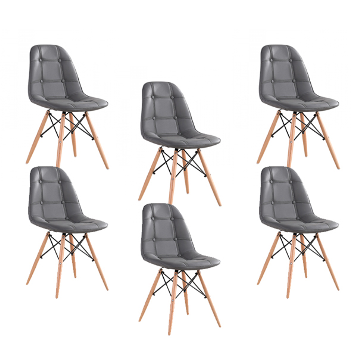 Pack 6 Sillas Capitonne Eames Ecocuero