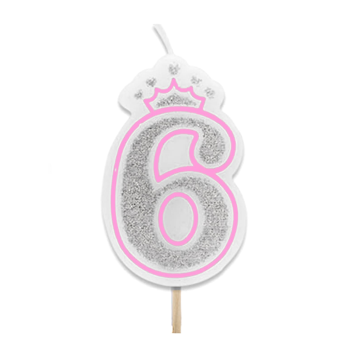 Vela 6 glitter rosa