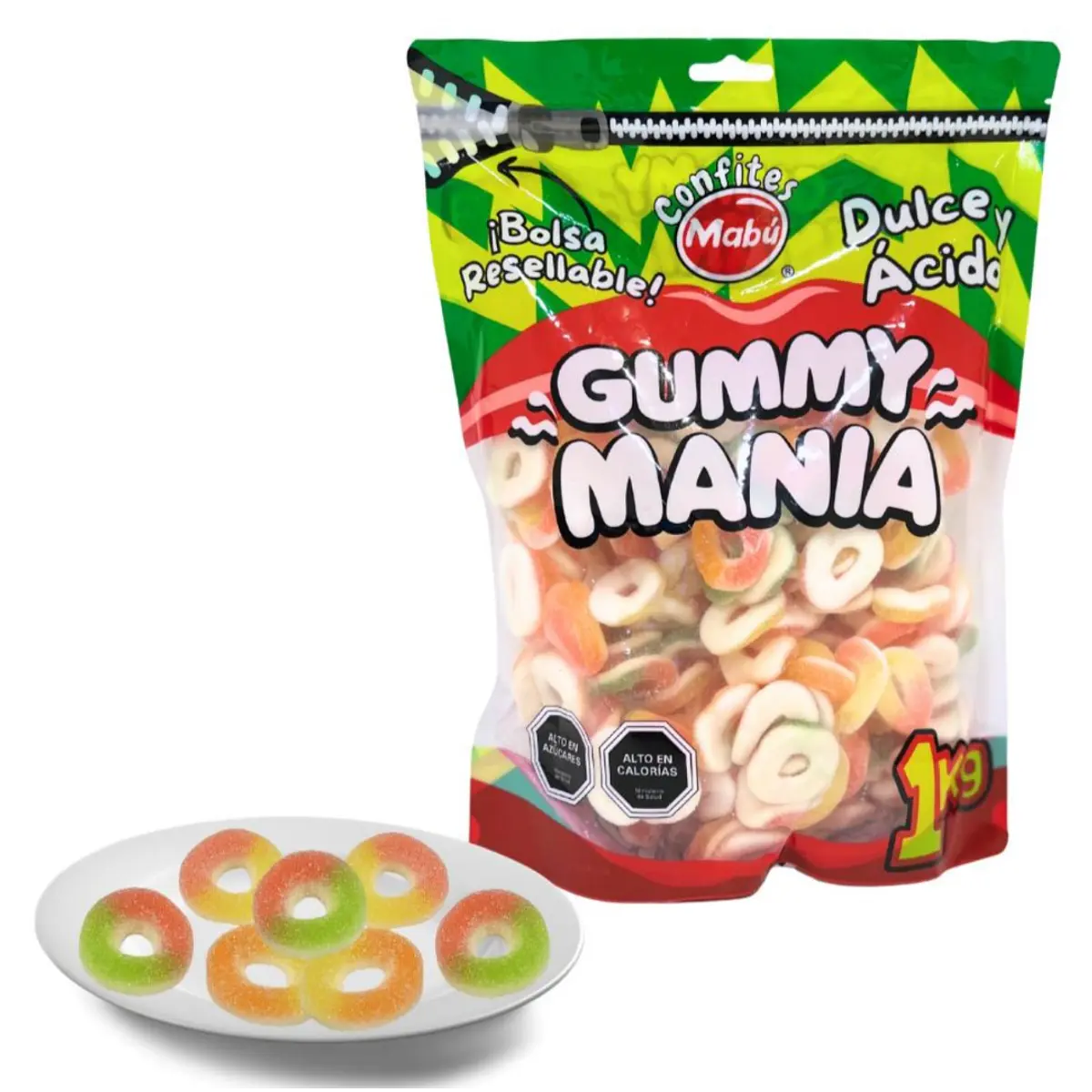 Gomitas aros dulce y ácidas bolsa grande 1kg