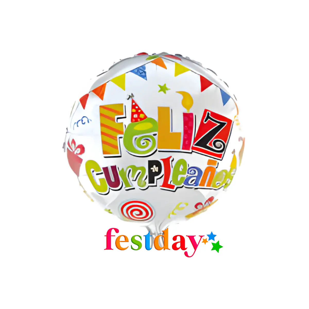 Globo Metálico Feliz Cumpleaños Banderines