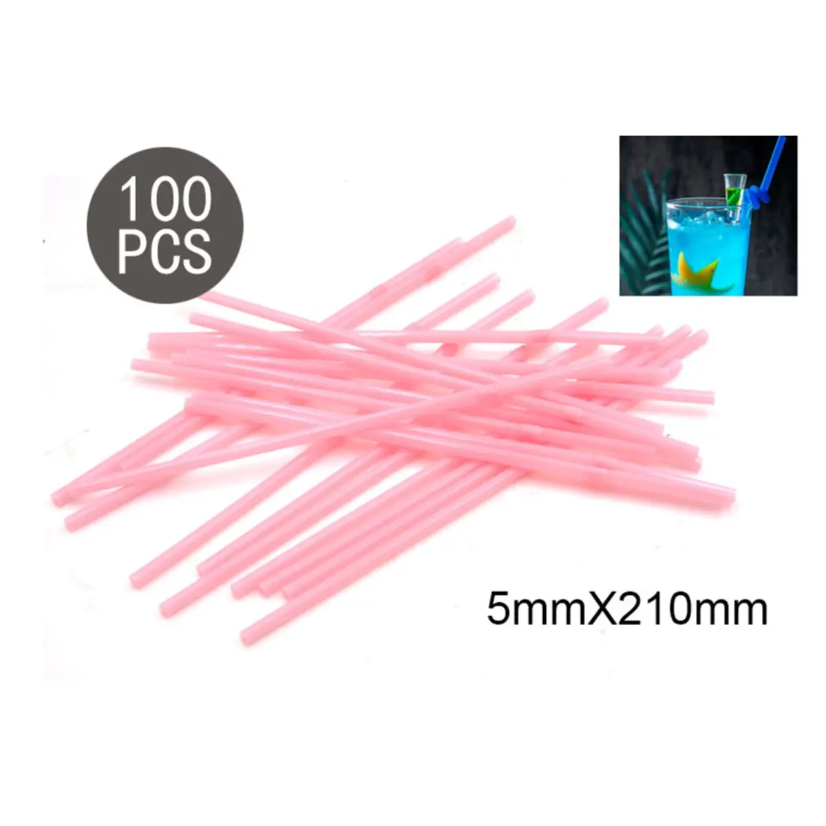 Pack bombillas plásticas 100 unidades Rosado