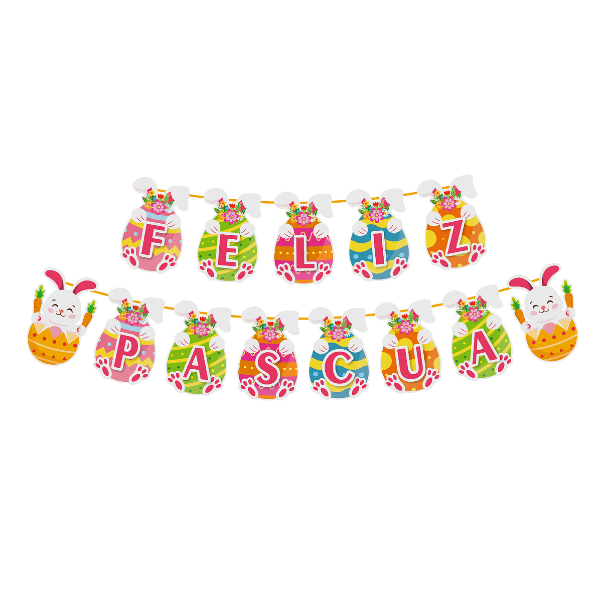 Banderín feliz pascua huevitos