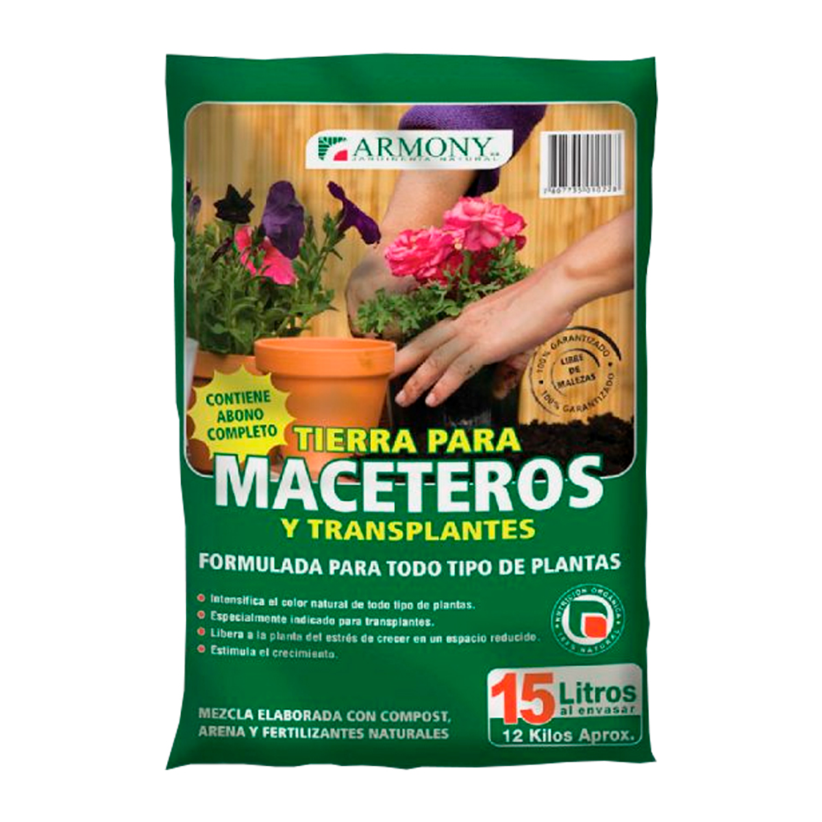 Tierra Maceteros Y Trasplantes 15 Litros