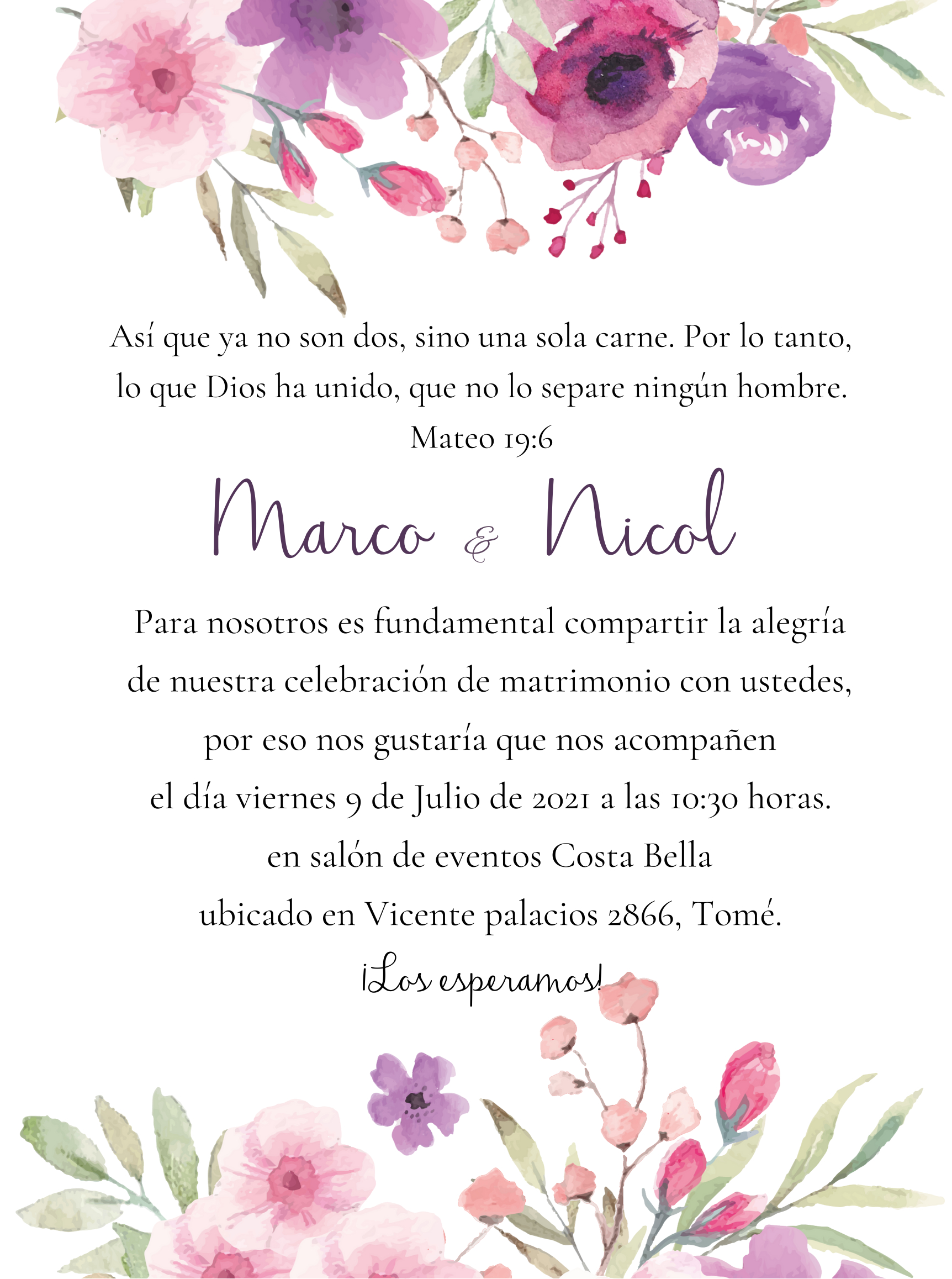 Invitación de Matrimonio M5 Violeta
