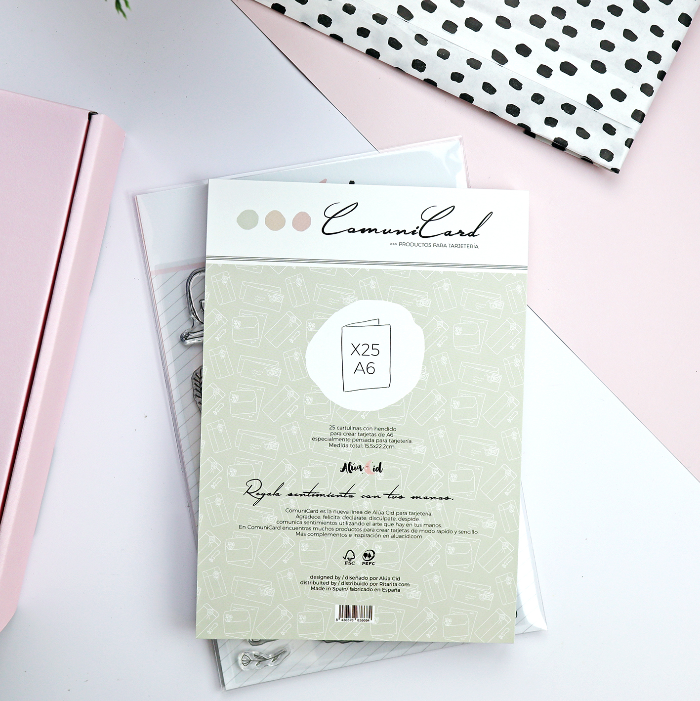 Bloc de tarjetas ComuniCard A6 con hendido