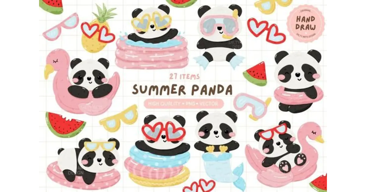 KIT DIGITAL PANDA POOL PARTY (PNG)