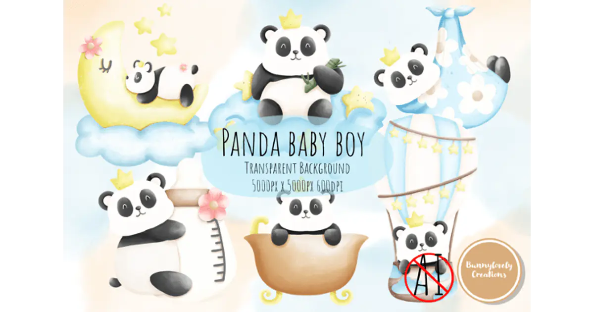 KIT DIGITAL PANDA BABY BOY (PNG)