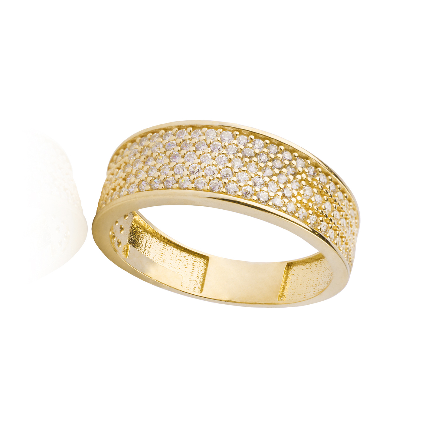 Anillo de Oro 18kt Triple Cintillo Circón con Bolitas