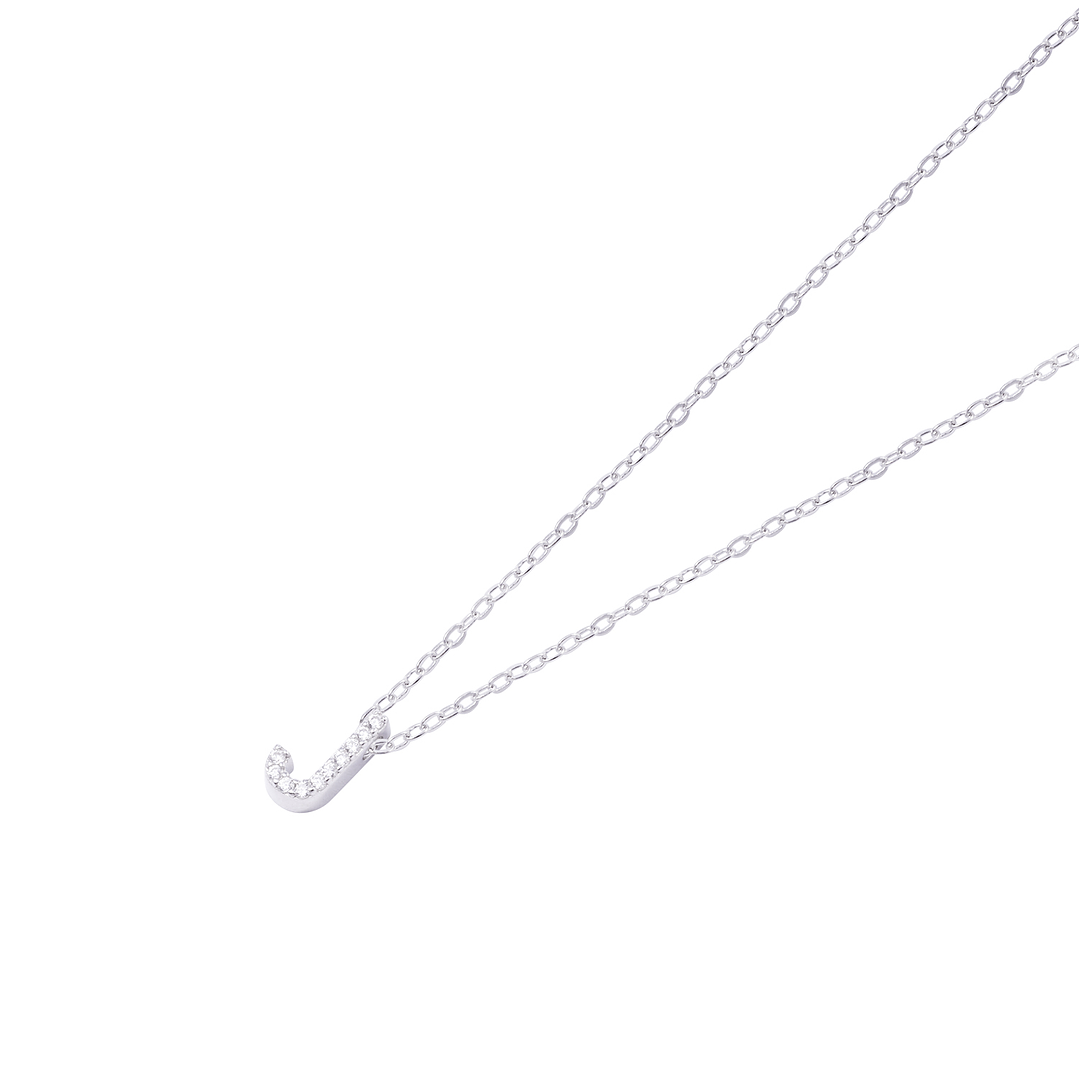Collar de Plata Esterlina 925 Dije Letra J Circón