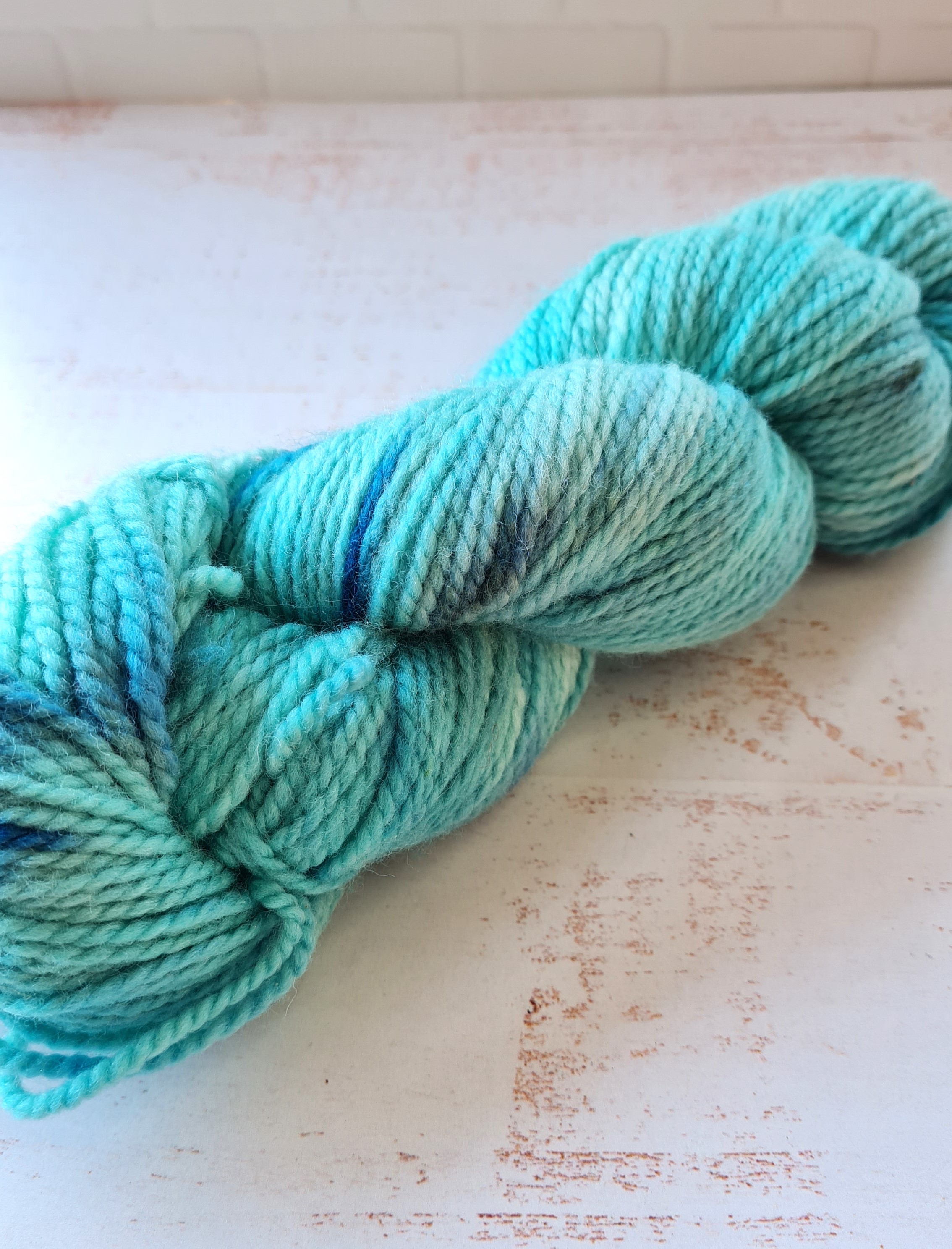 Lana merino teñida a mano grosor worsted