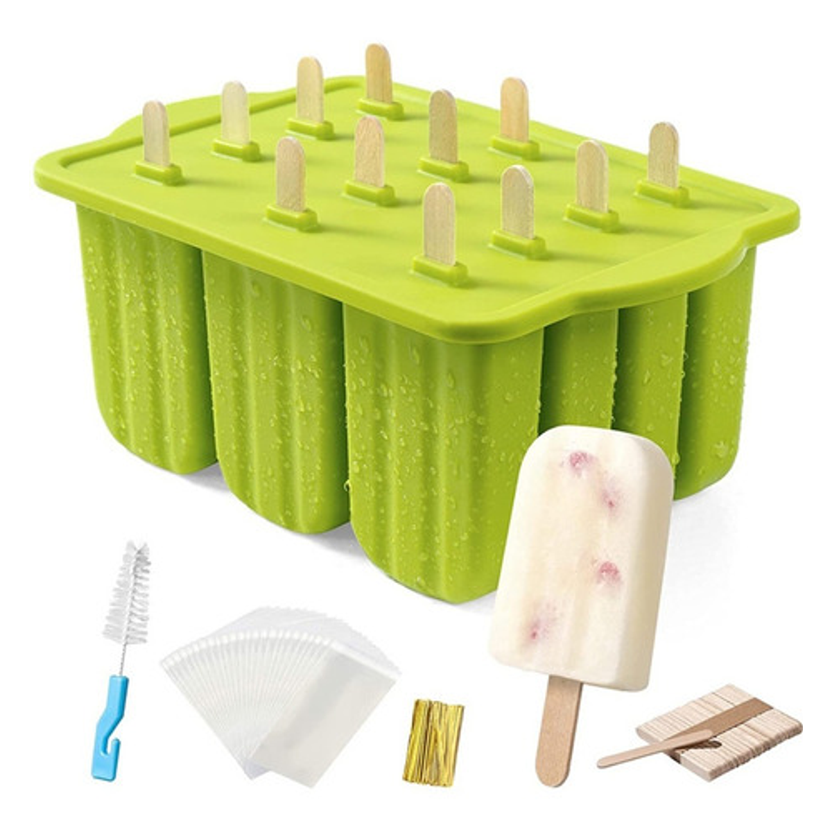 Molde Silicona De Helados Paleta + Accesorios Preparación