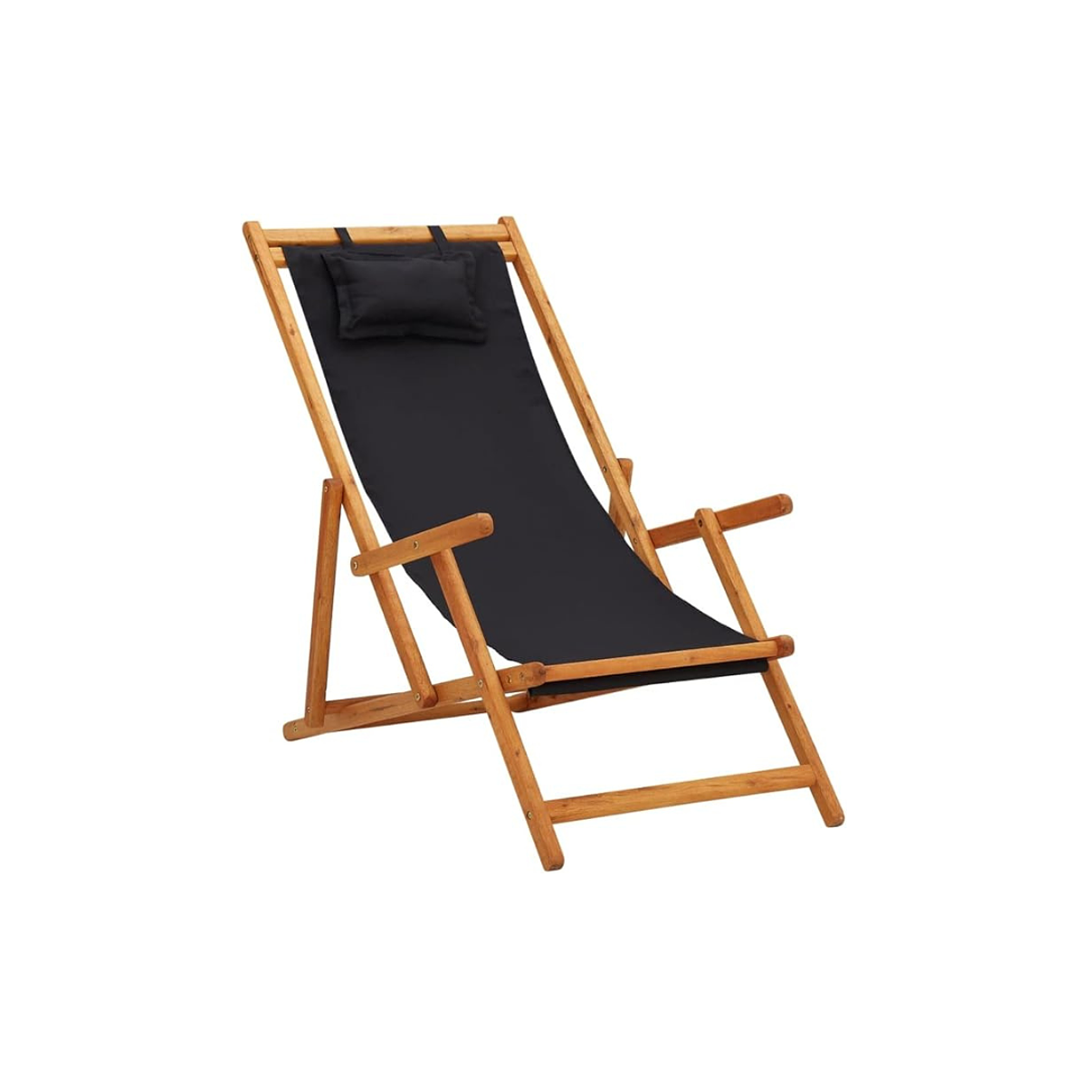 Silla De Playa Reposera Plegable De Lona Y Madera Exteriores