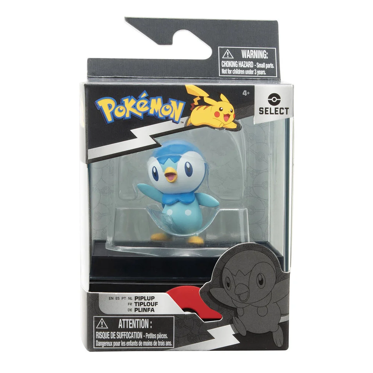 Pokémon Select - Figura Piplup em Expositor | Cubos Luminosos