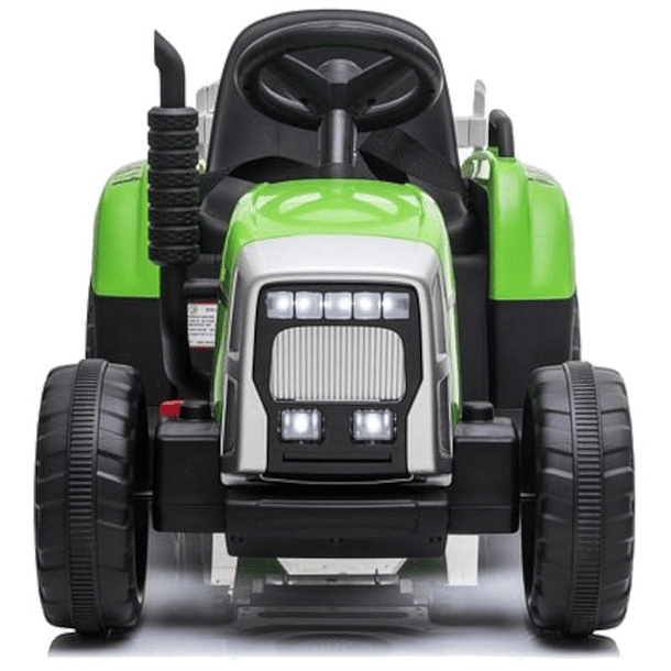 Trator com Atrelado Verde 12V | Cubos Luminosos
