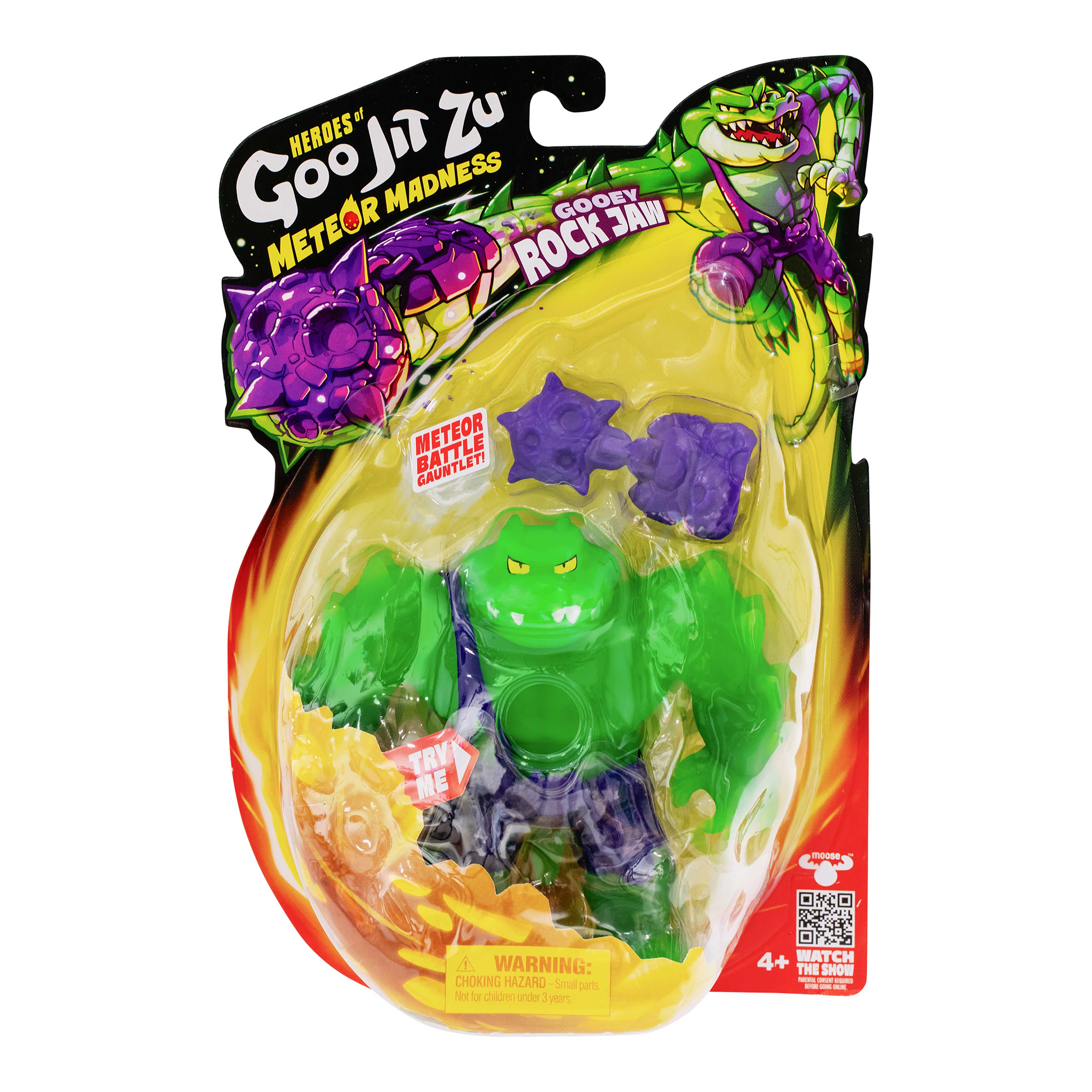 Goo Jit Zu Meteor Madness - Figura Básica Gooey Rock Jaw | Cubos Luminosos