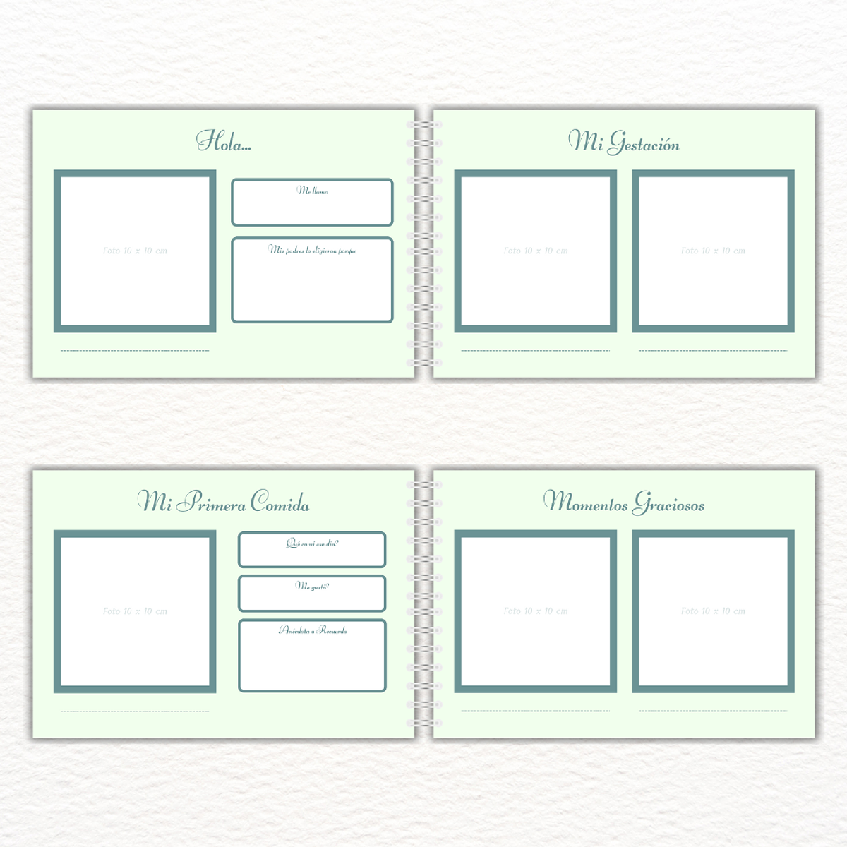 Libro Recuerdos Mi Primer Año Personalizado Verde 27x19cm | Daily Moments