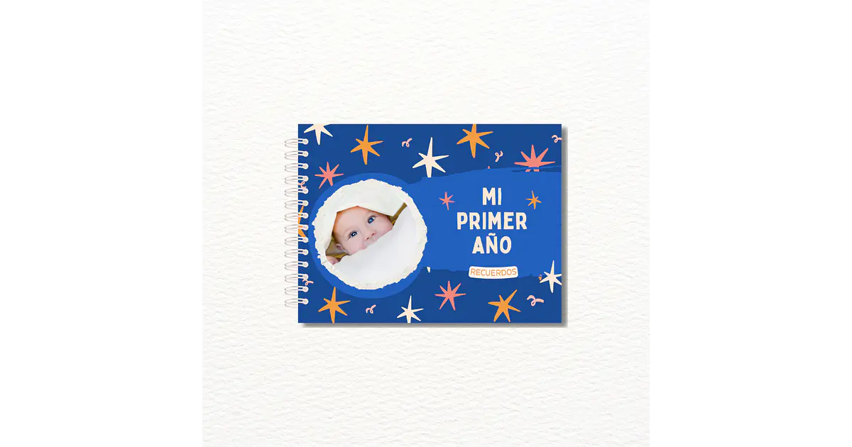 Libro Recuerdos Mi Primer Año Personalizado Azul 27x19cm