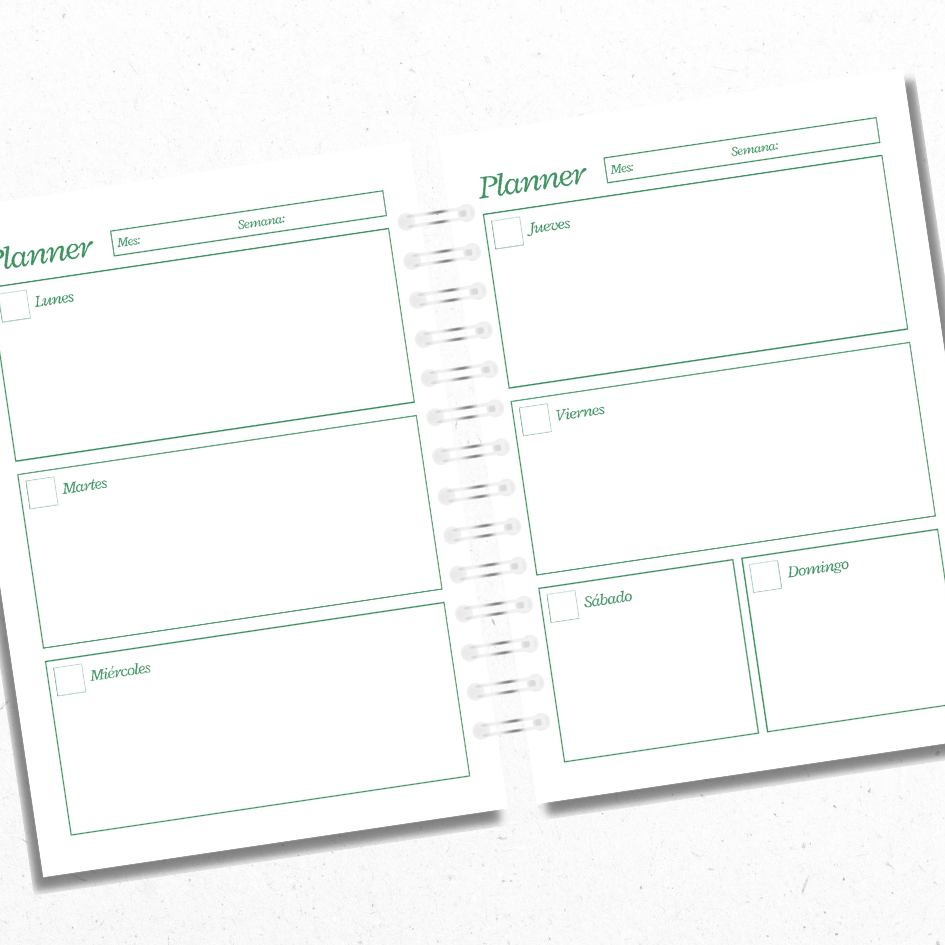 Planner Semanal Verde | Daily Moments | Daily Moments