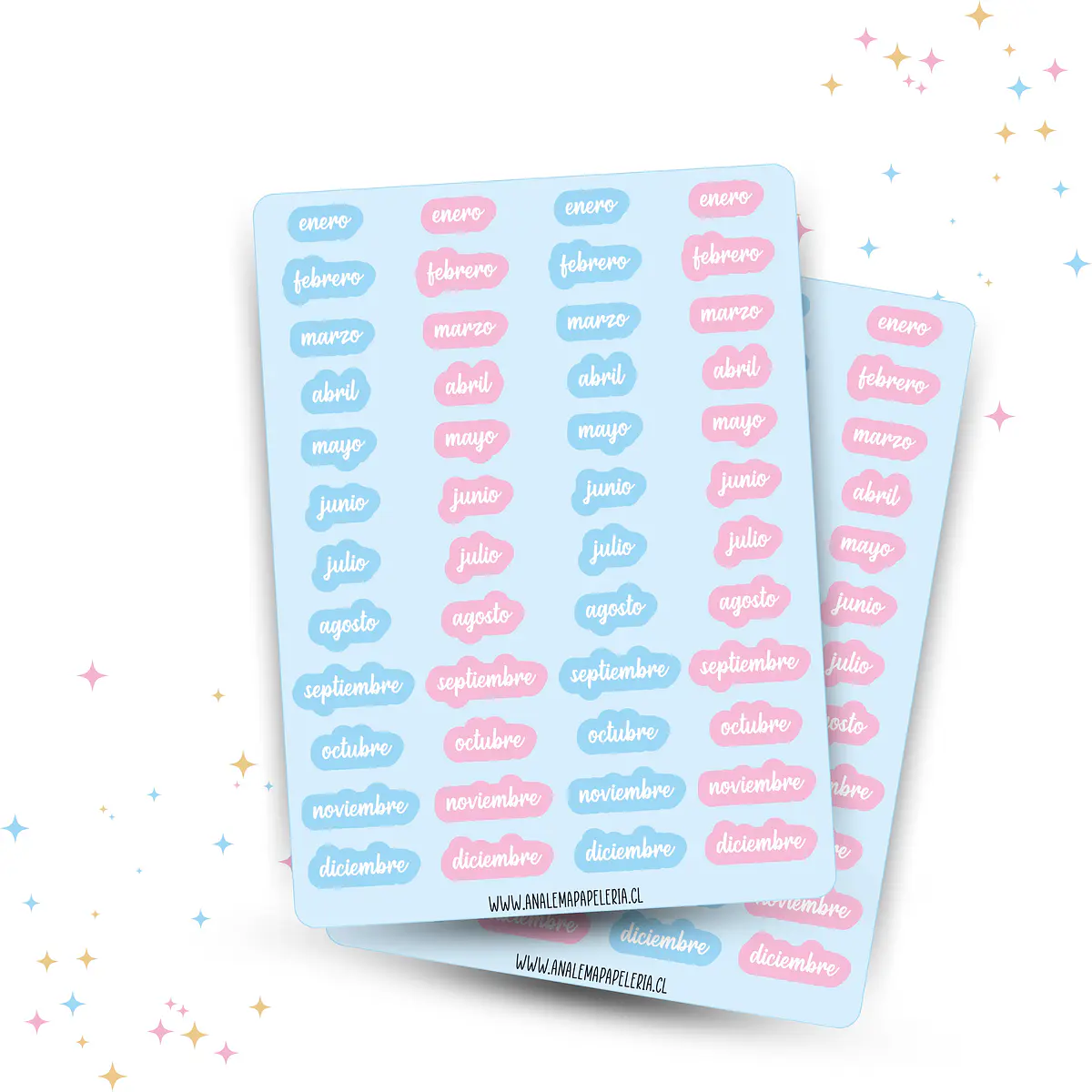 Stickers de meses celeste/rosado