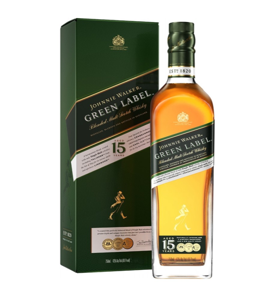 WHISKY JOHNNIE WALKER GREEN LABEL 750 ML.