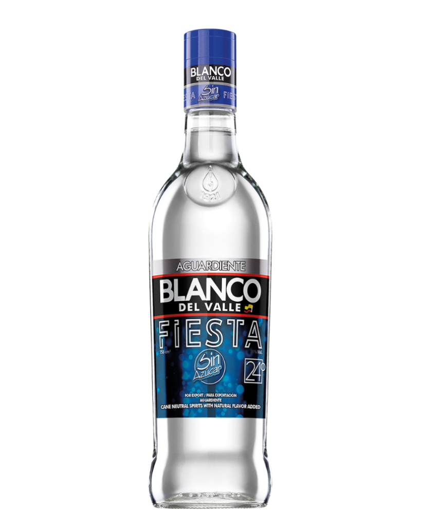 AGUARDIENTE BLANCO DEL VALLE FIESTA 750 ML.