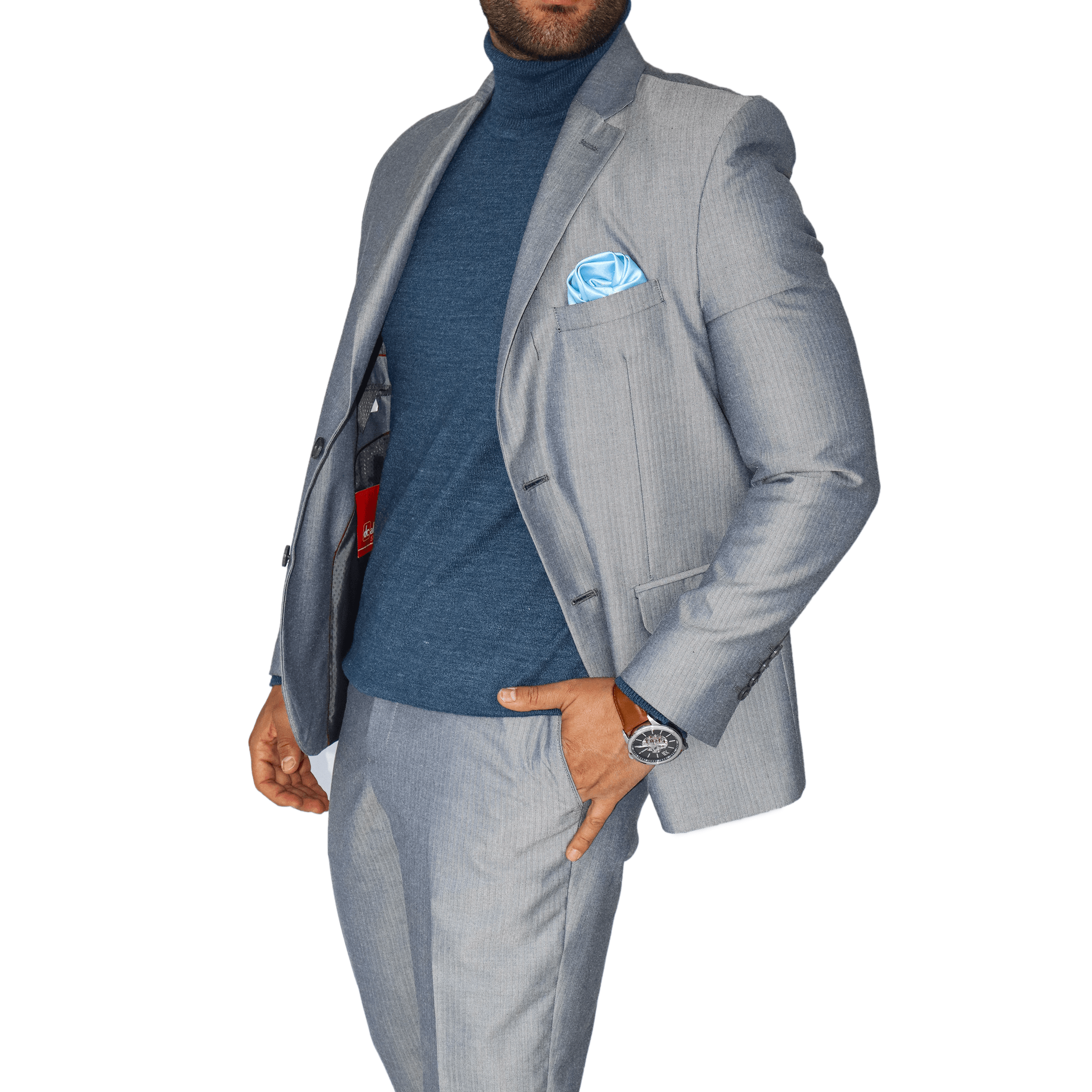 Traje Slim Gris - Azul