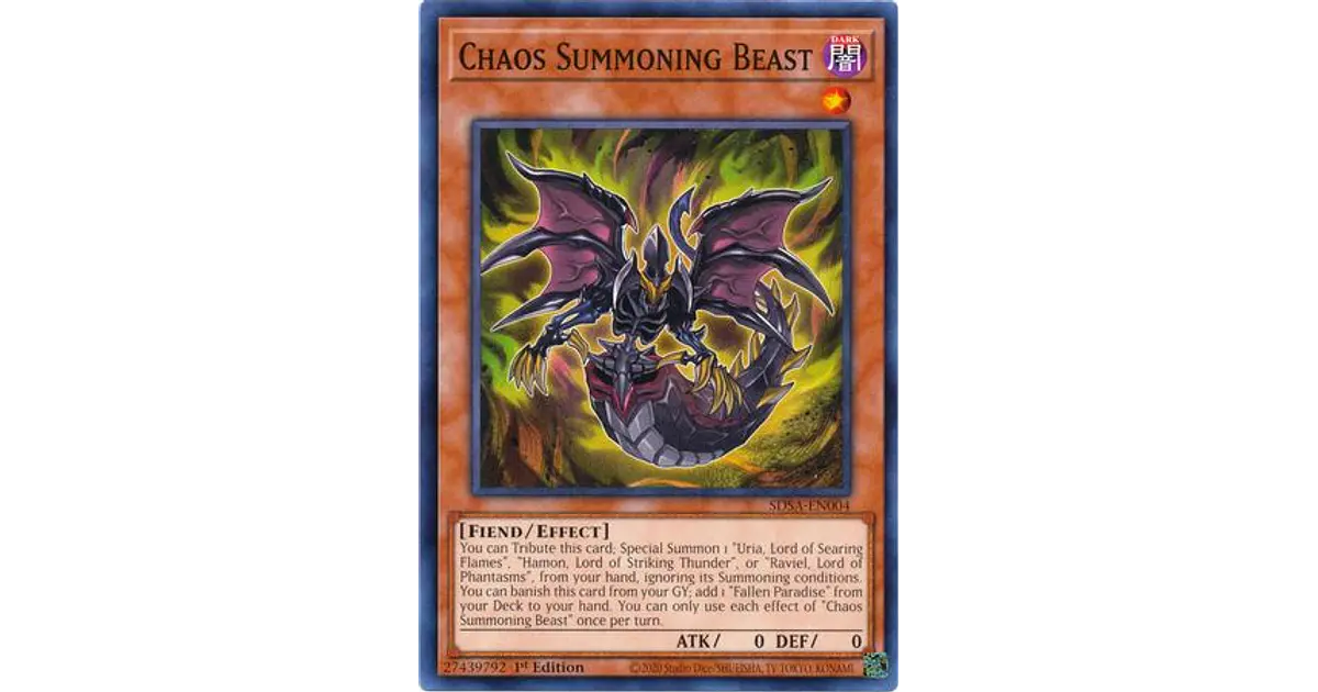 Chaos Summoning Beast - SDSA-EN004 - Common 1st Edition
