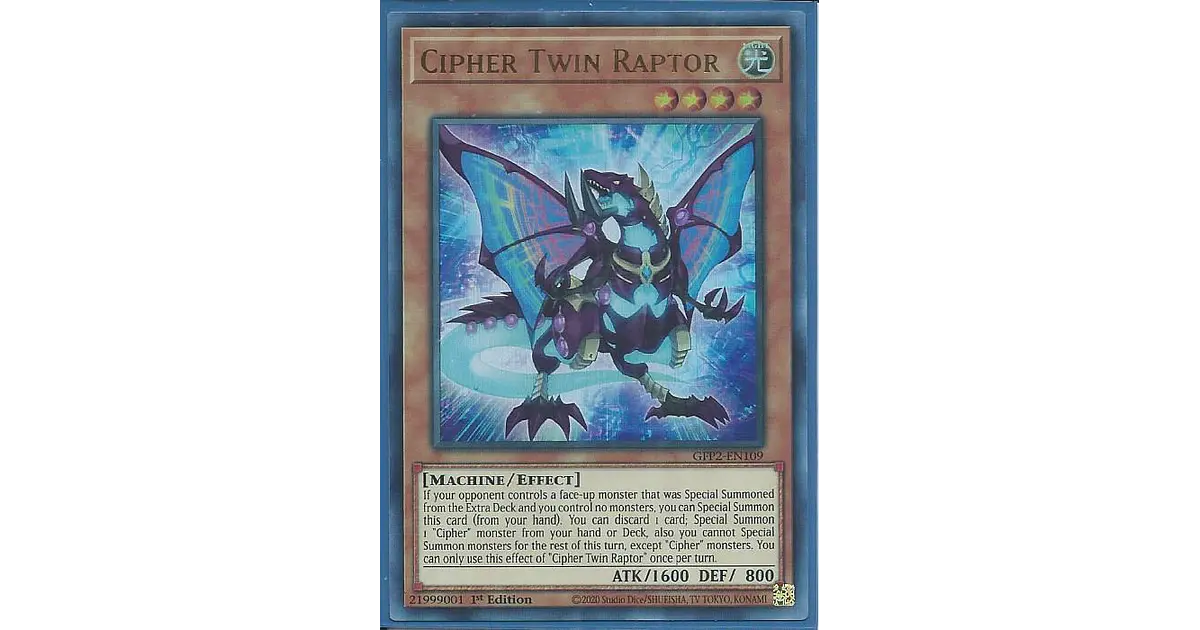 Cipher Twin Raptor - GFP2-EN109 - Ultra Rare 1st Edition