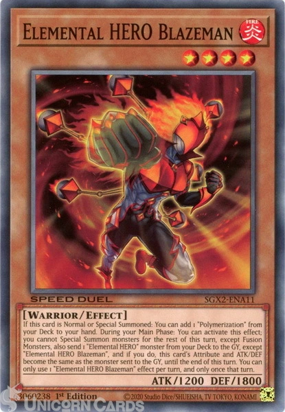 Elemental HERO Blazeman - SGX2-ENA11 - Common 1st Edition