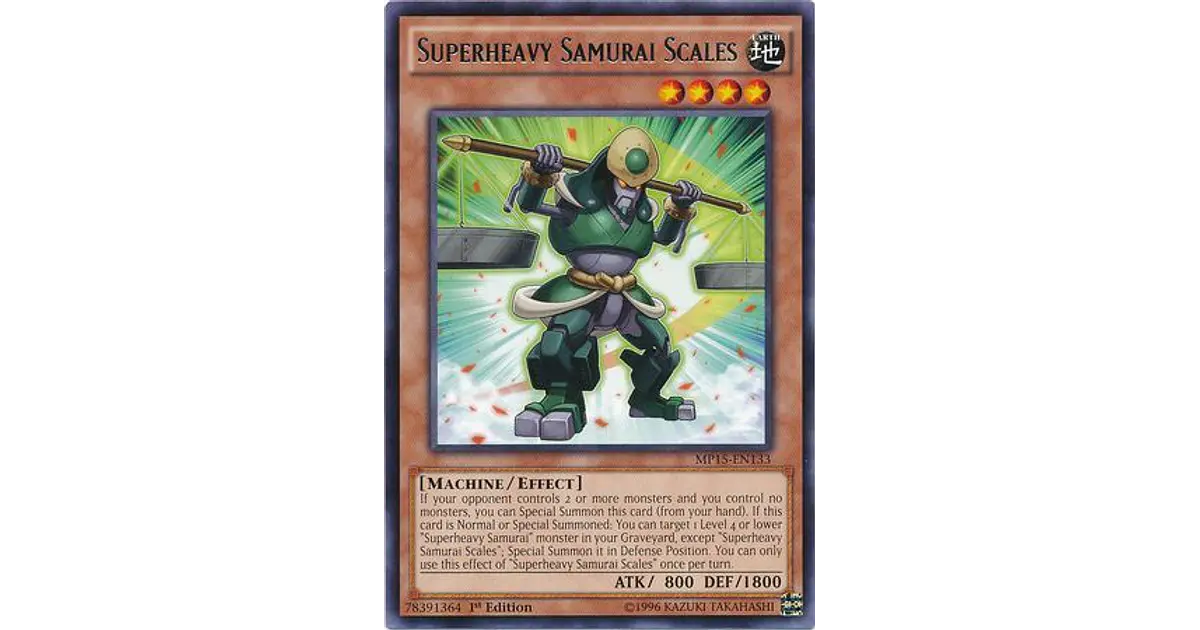 Superheavy Samurai Scales - MP15-EN133 - Rare 1st Edition