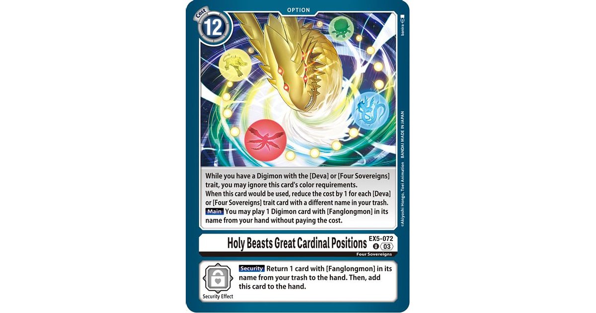 EX5-072 U Holy Beast Great Cardinal Positions