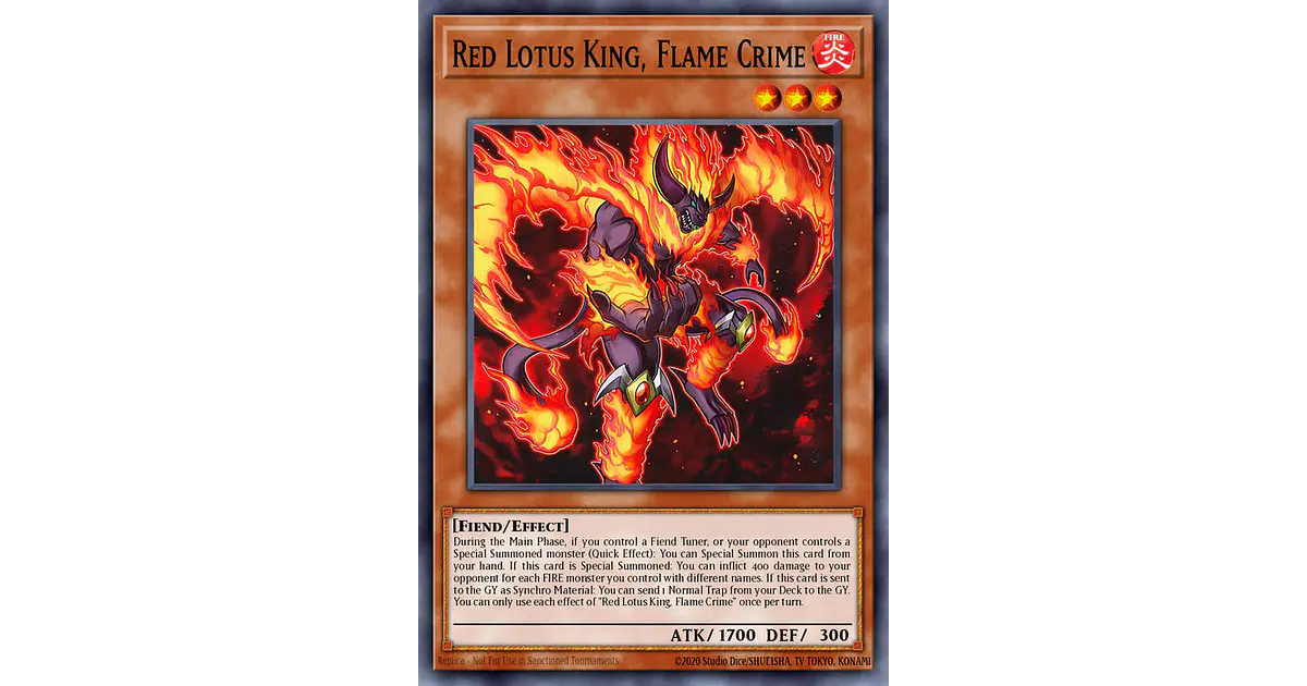 Red Lotus King, Flame Crime - BLTR-EN028 - Secret Rare 1s...