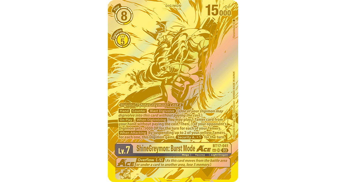 BT17-041 (Special Rare) ShineGreymon: Burst Mode ACE
