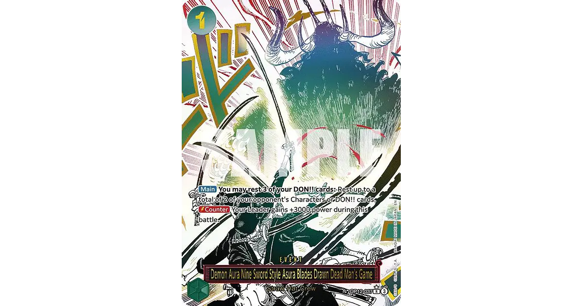 OP12-037 (Alternate Art) Demon Aura Nine Sword Style Asur...