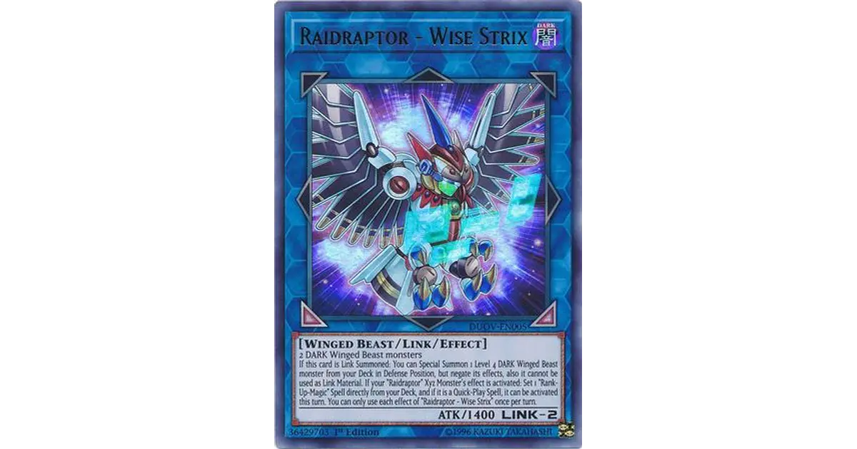Raidraptor - Wise Strix - DUOV-EN005 - Ultra Rare 1st Edi...