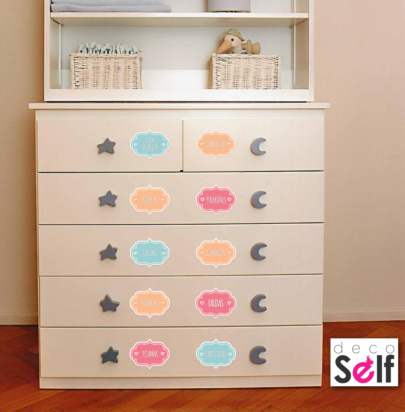 9 etiquetas adhesivas para cajones