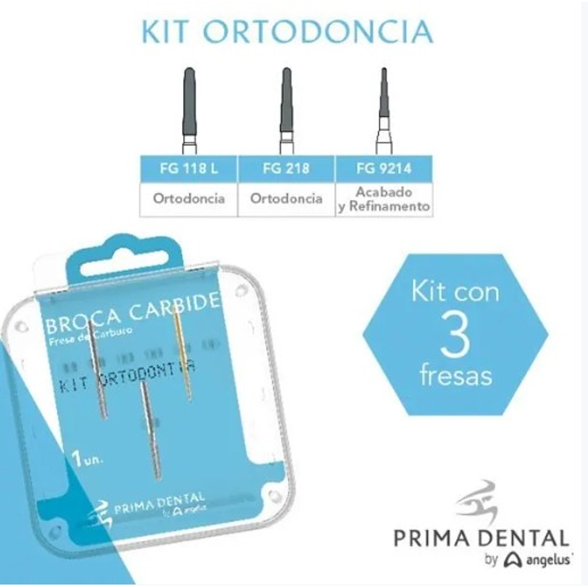 Kit de Fresas para Ortodoncia Prima Dental - By Angelus | DENTINET ...