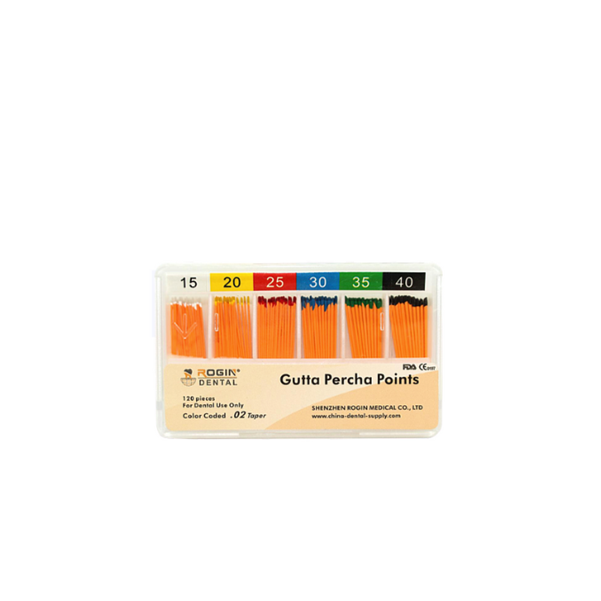 Conos de Gutapercha 0.02 Taper Rogin Dental