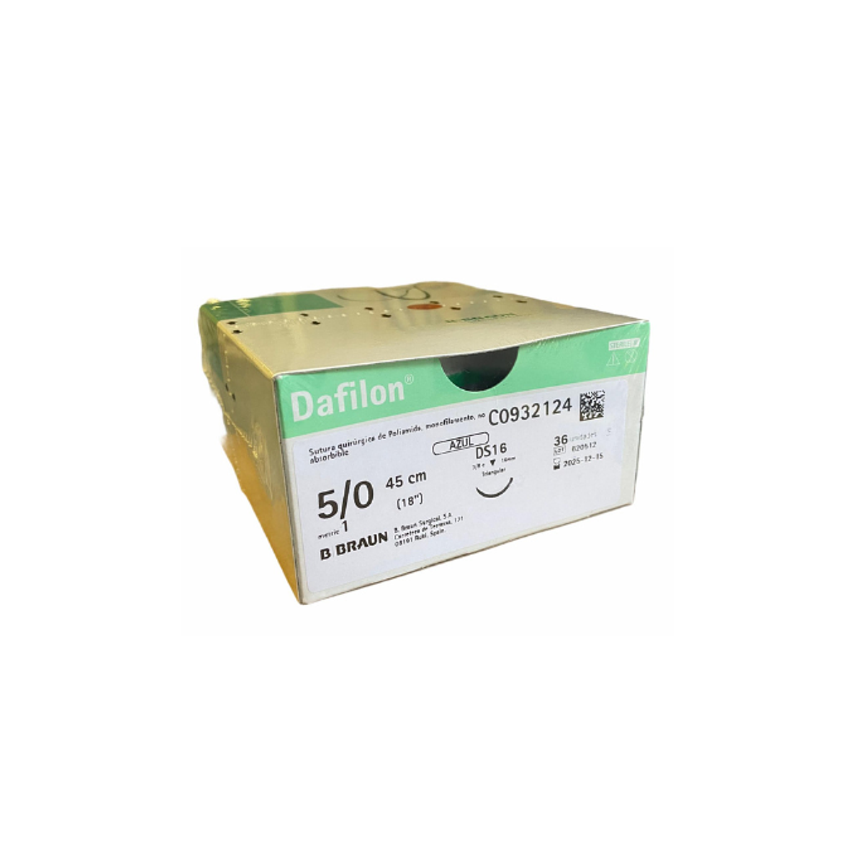 Sutura Nylon Dafilon 5.0 (RC) 3/8 16mm 36 Unidades BBraun