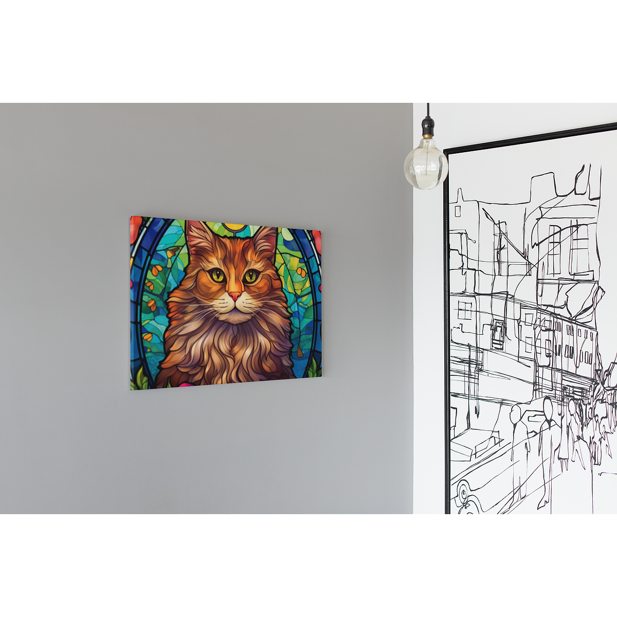 Canvas Rígido Decorativo para Pared Vitral Felino | Tu Imprenta de ...