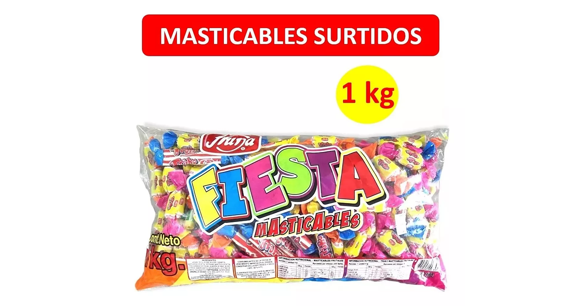 Caramelos Masticables Fiesta Fruna Surtidos, Piñata 1 Kilo