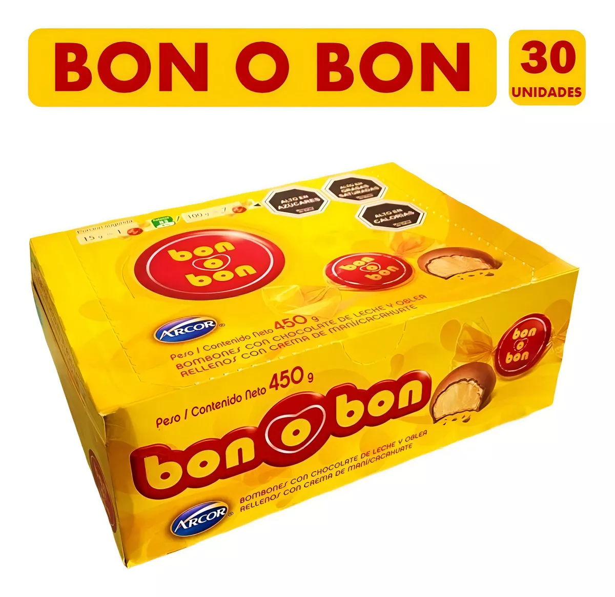 Bombón Bon O Bon Chocolate Relleno 30 Unidades De 15gr